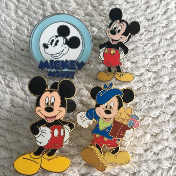 Disney | Jewelry | 4 Mickey Mouse Trading Pins Incl Disneyland ...